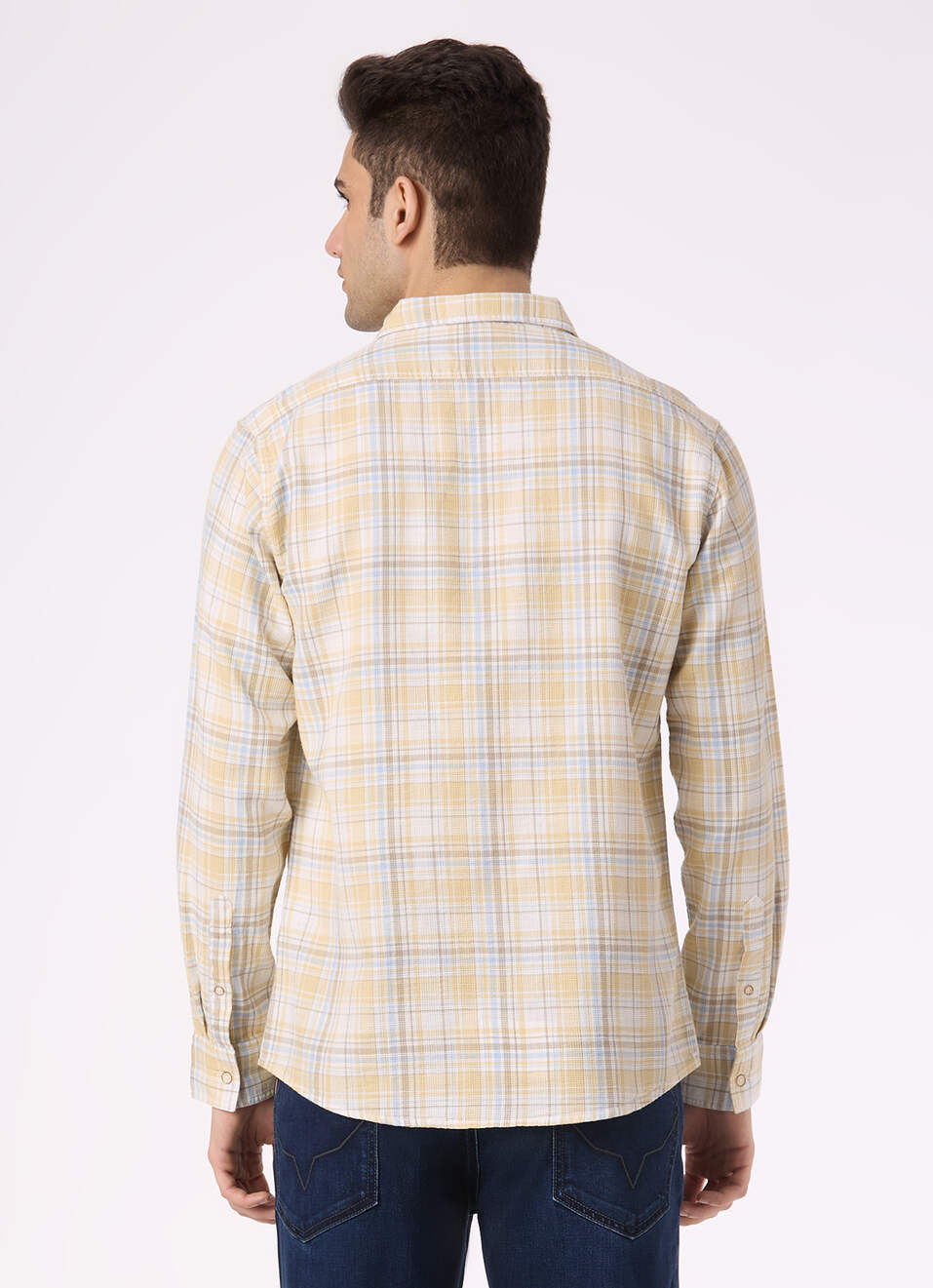 Men Yellow Check Full Sleeve Shirt | Pepe Jeans India